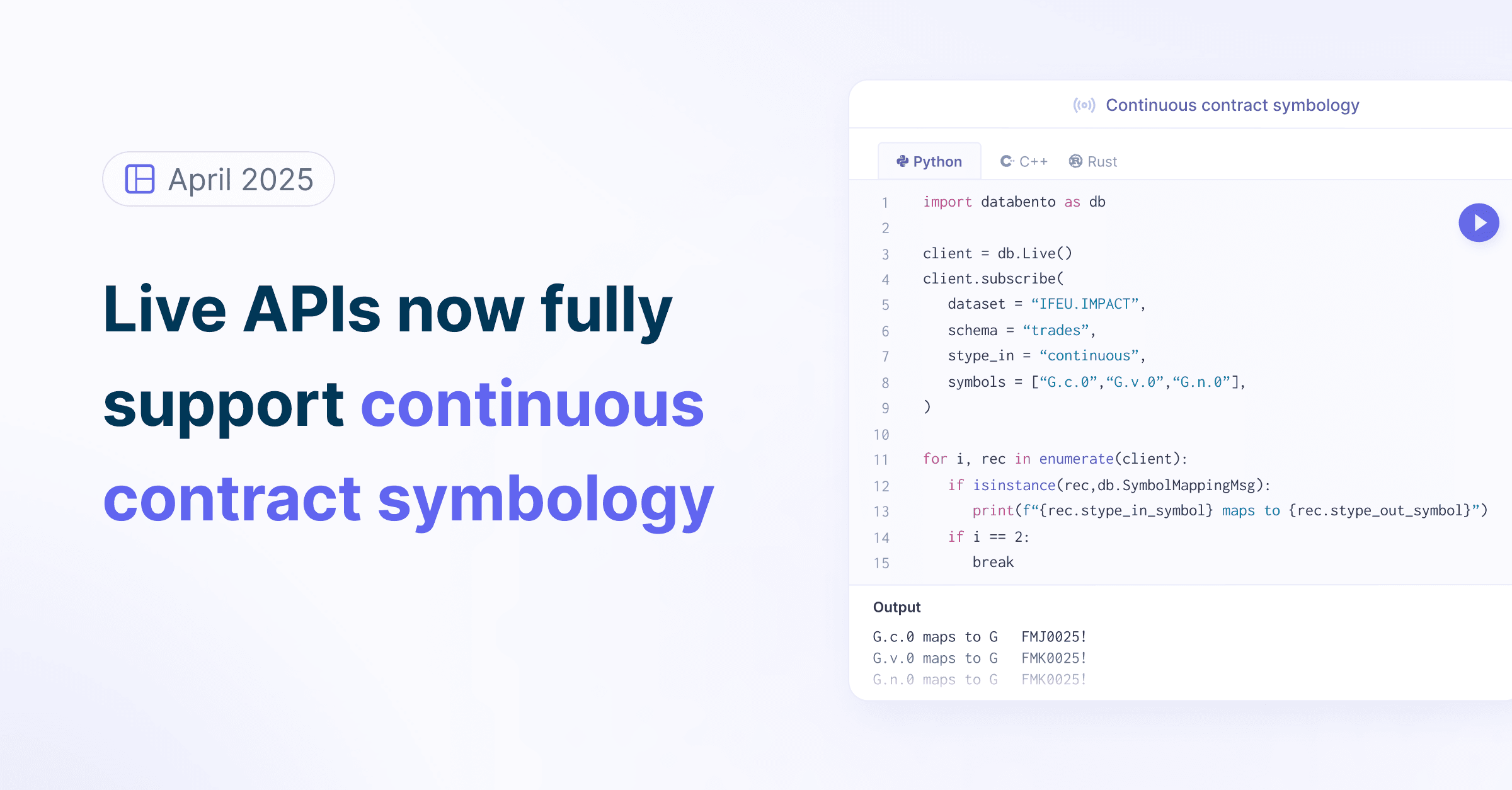 Live APIs now fully support continuous contract symbology | Databento Blog